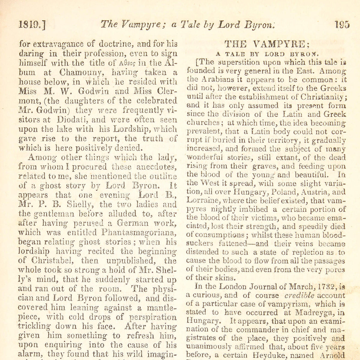 The Vampyre | 1819, true first edition, first state of the first ever ...