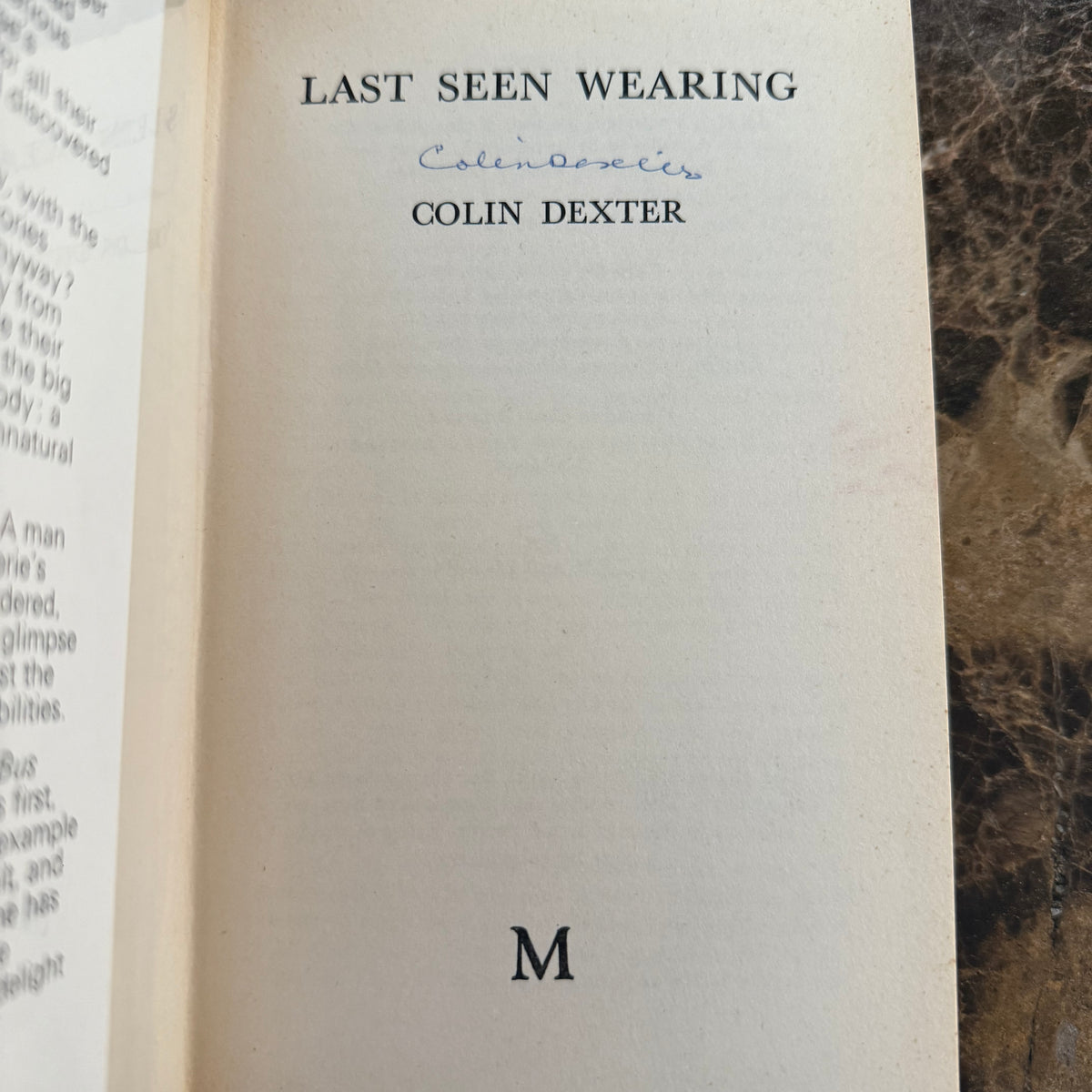 Last Seen Wearing | 1976, first edition, signed by Colin Dexter ...