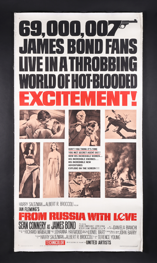 FROM RUSSIA WITH LOVE | 1963, RARE, ORIGINAL USA THREE-SHEET, FRAMED. – Bayliss Rare Books ...