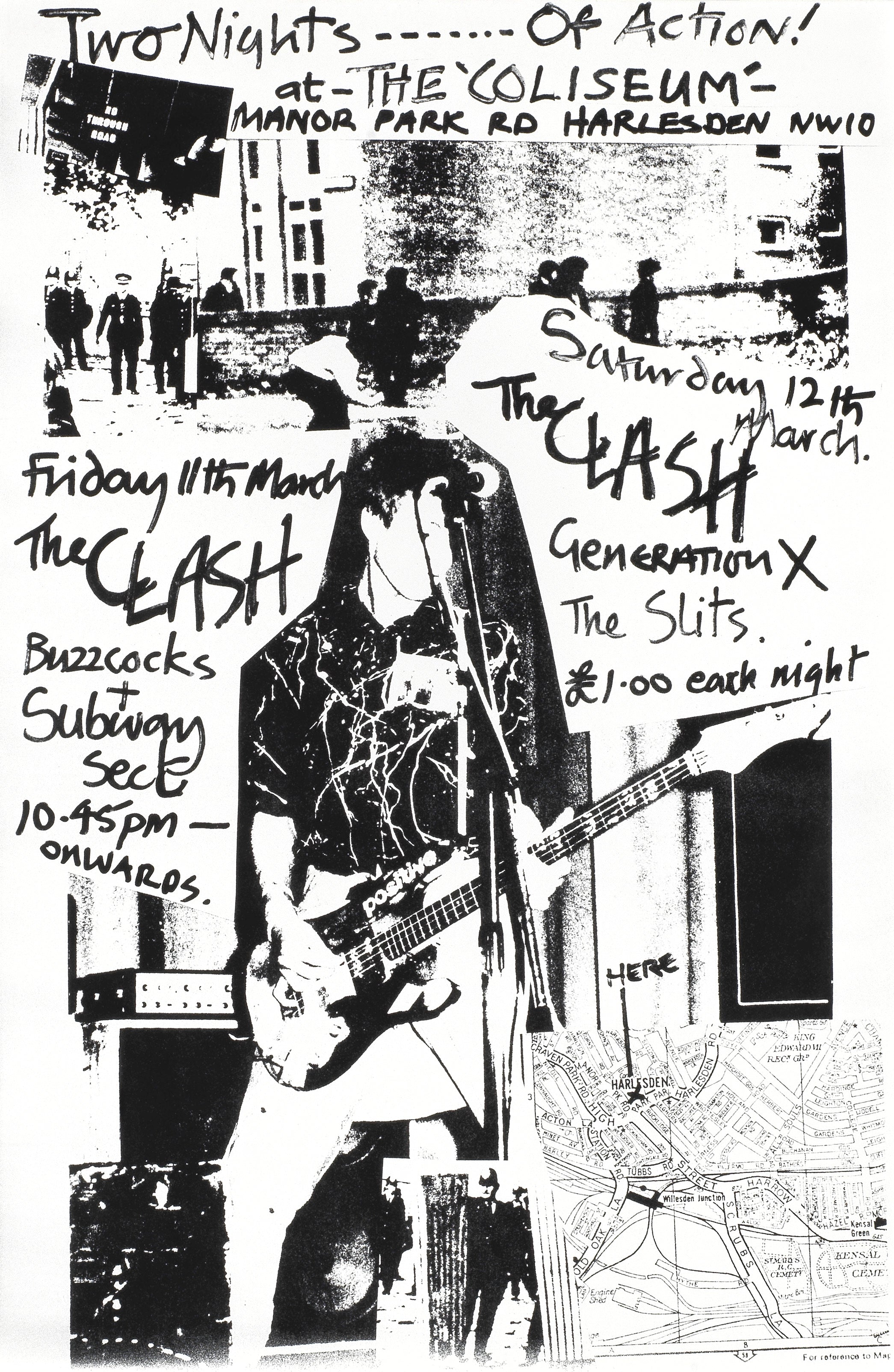 The Clash | 1977, Concert Flyer, 'Two Nights...Of Action', from the pe ...